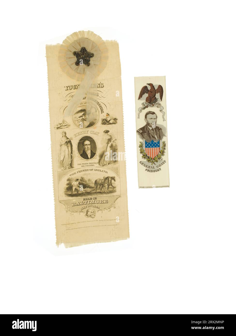 Campaign ribbons, Henry Clay and General Ulysses S. Grant. PL.227739.1844.J09, PL.227739.1868 ...