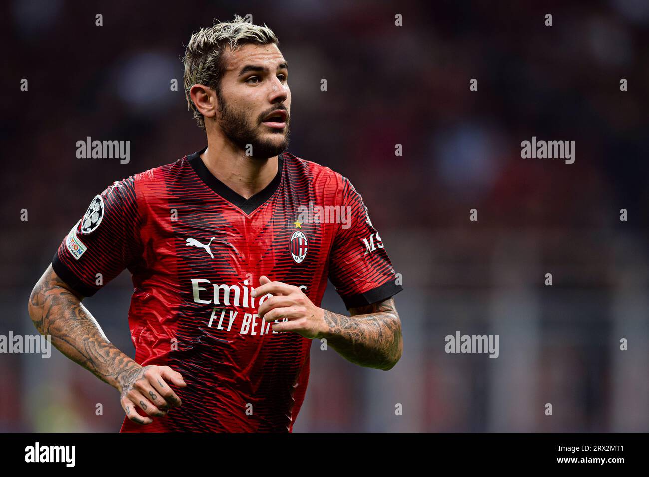 Theo Hernandez of AC Milan looks on during the UEFA Champions League ...