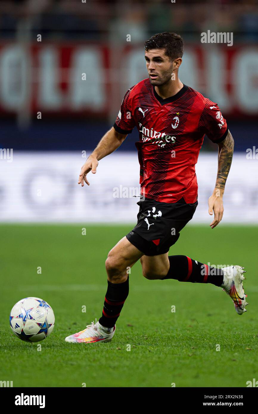 Christian Pulisic of AC Milan in action during the UEFA Champions ...