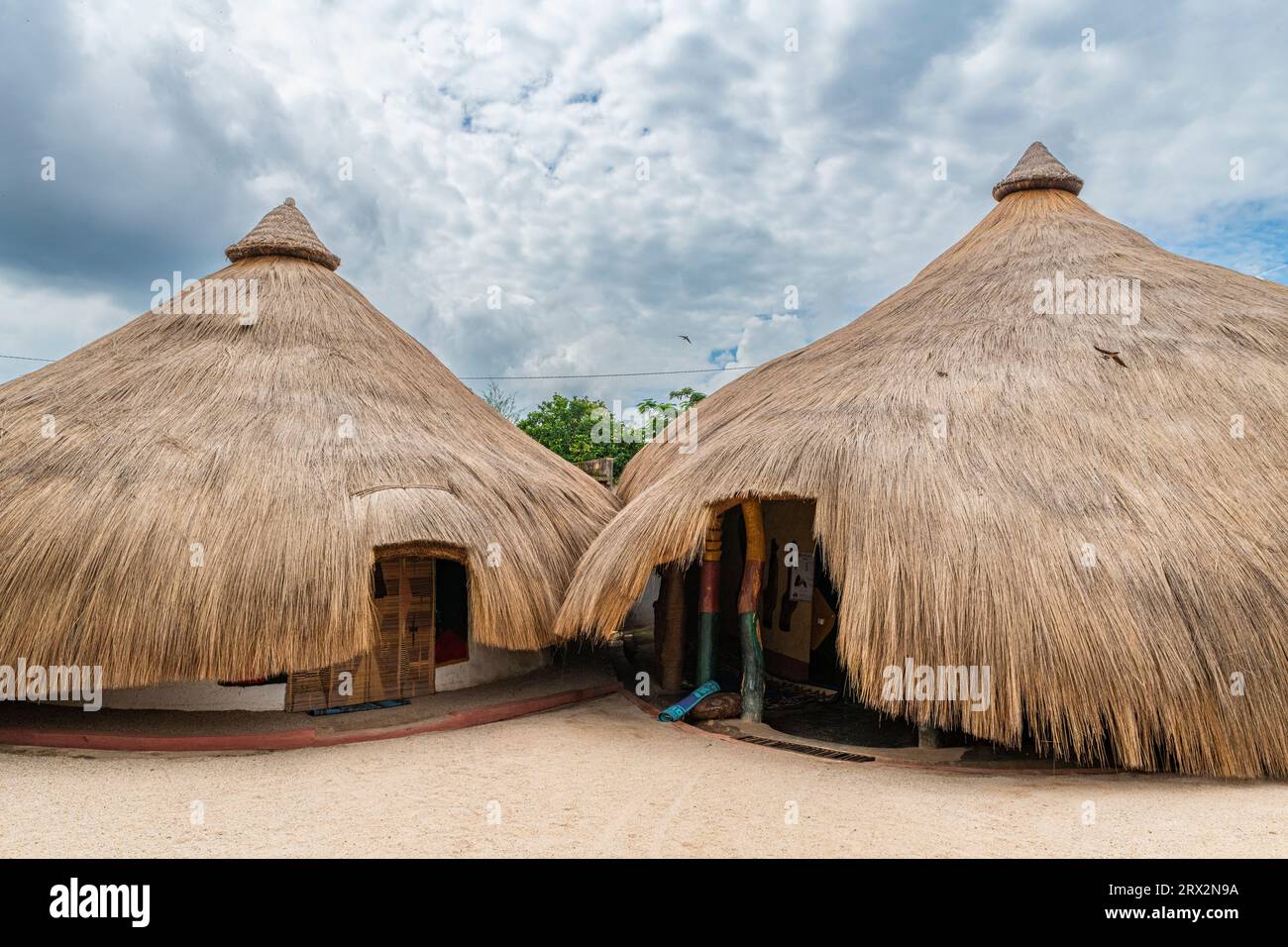 Traditional straw hut in the Lamido Palace, Ngaoundere, Adamawa region ...