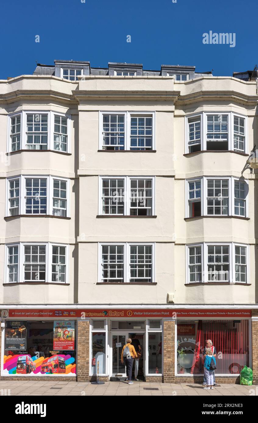 A trio of windows at Visitor Information shop, Oxford, England Stock ...