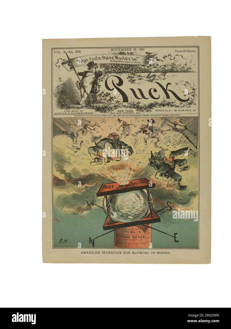Cartoon, "American Invention for Blowing Up Bosses," published in Puck ...