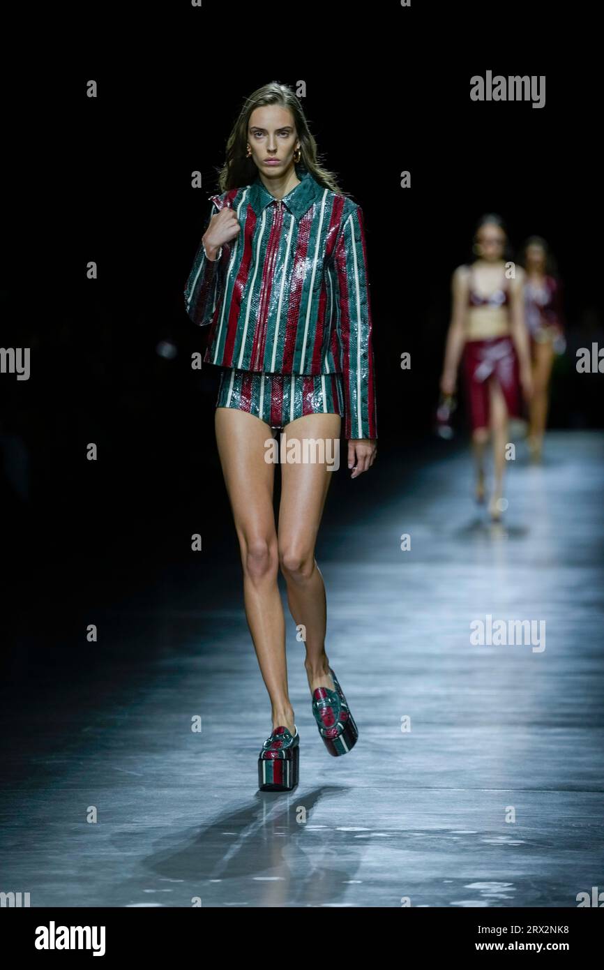 A model wears a creation as part of the Gucci women's Spring Summer ...
