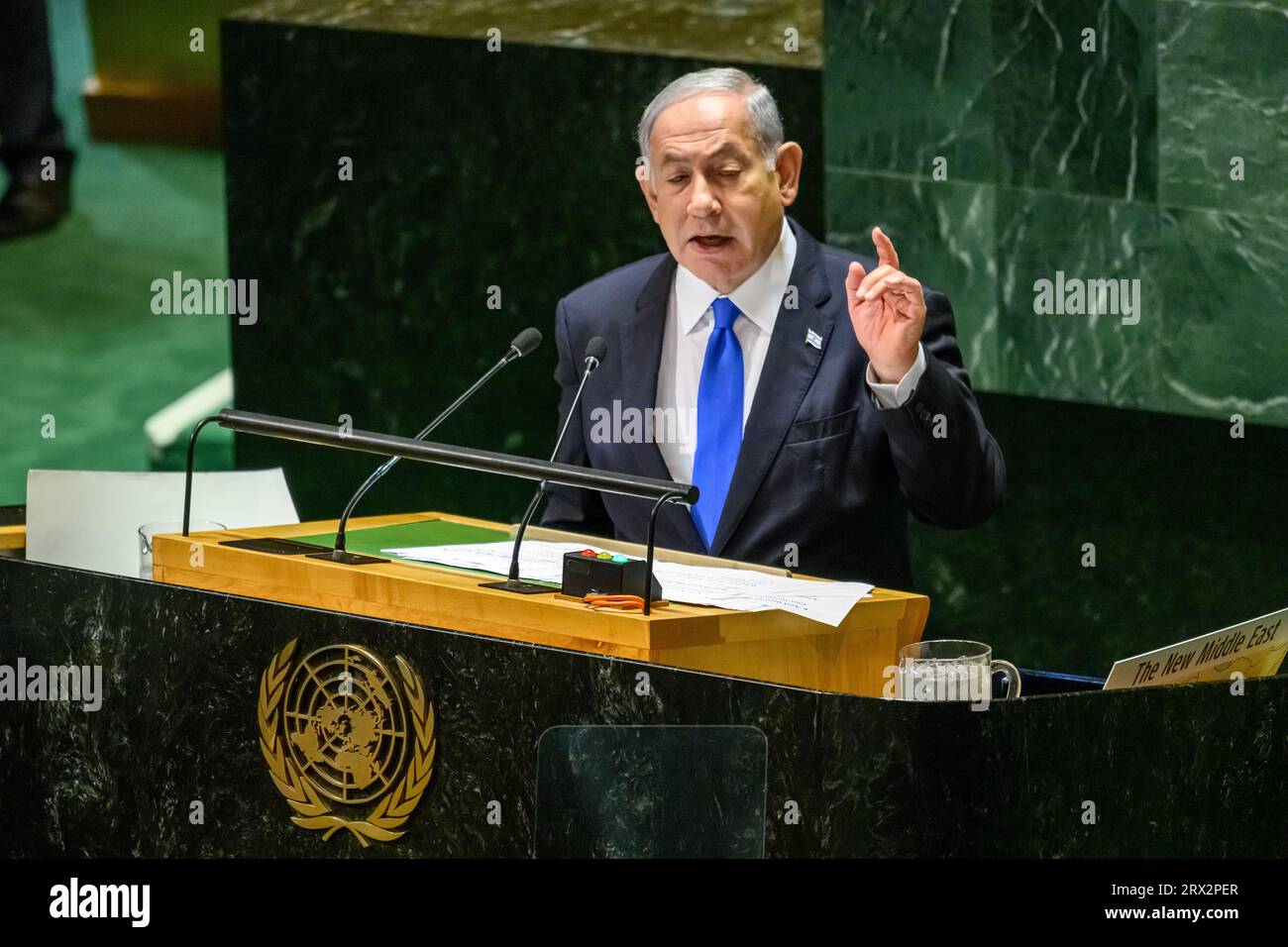 New York, USA. 22nd Sep, 2023. Israeli Prime Minister Benjamin ...