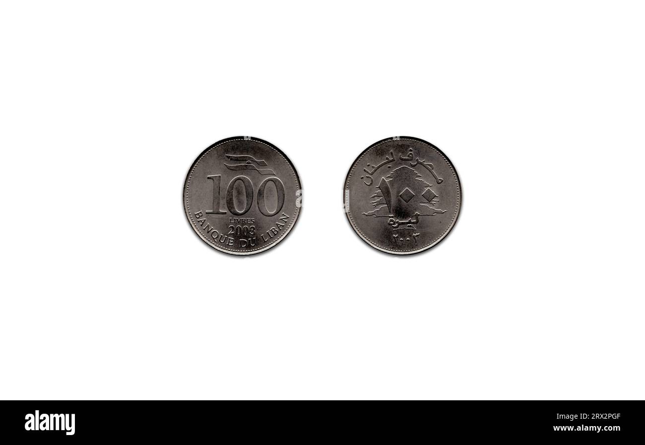 Bank of Lebanon, Banque Du Liban, 100 Liras, coin Stock Photo - Alamy