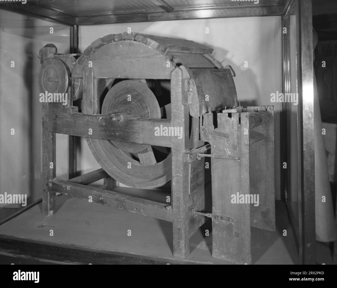 Slater carding machine, left side, angle view. Showing feed end at the ...