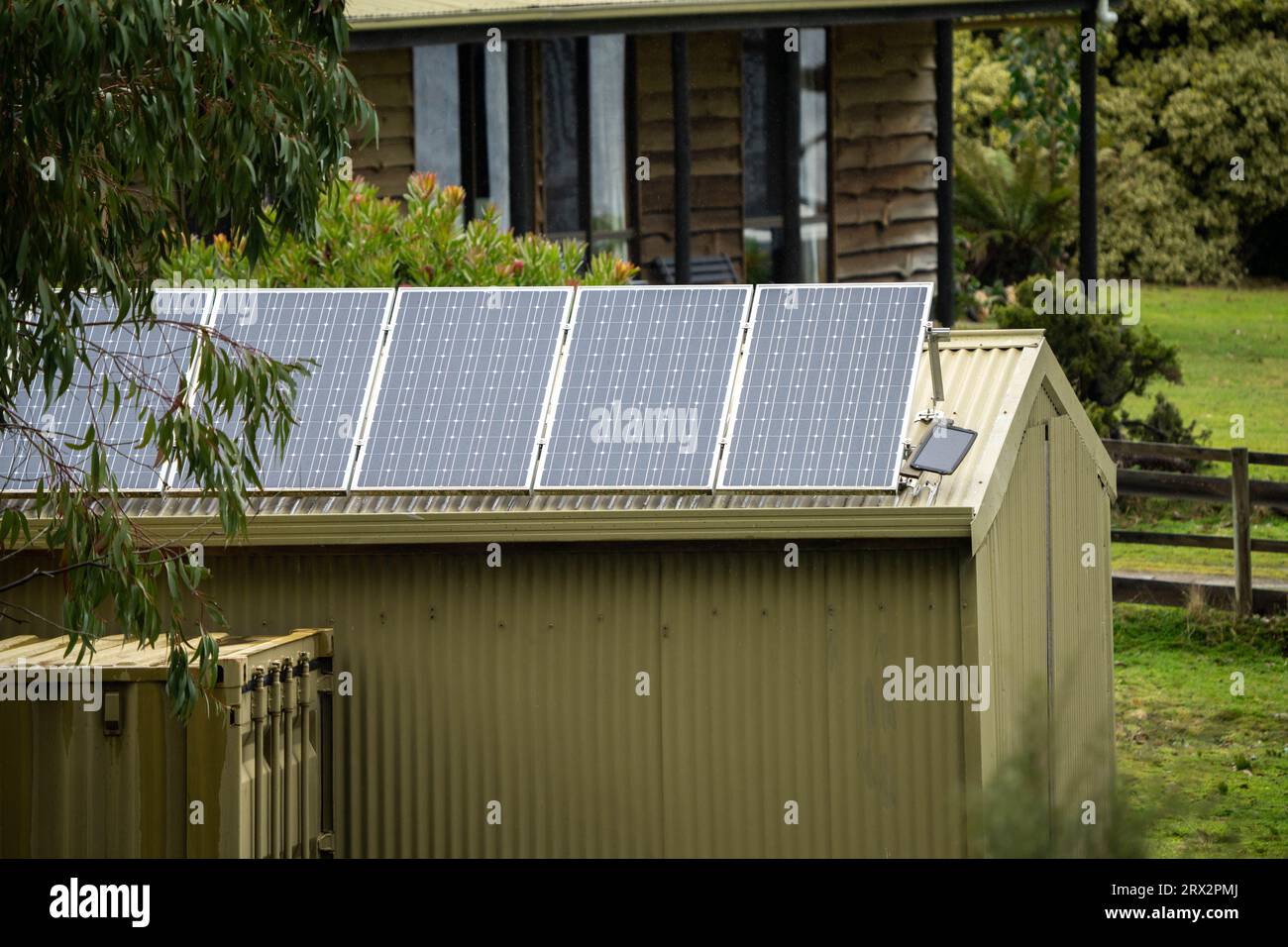 solar panels on a shed in australia Stock Photo - Alamy