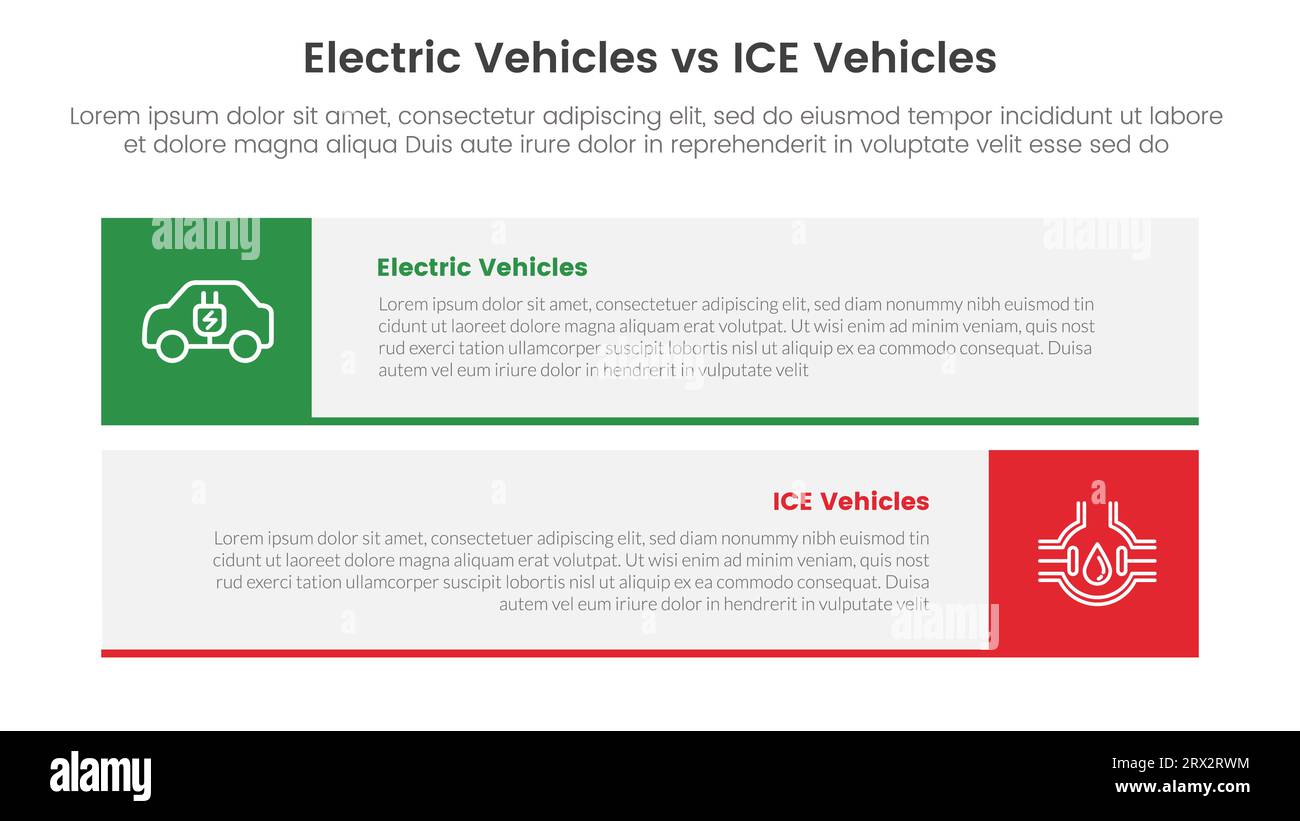 ev vs ice electric vehicle comparison concept for infographic template banner with long ...
