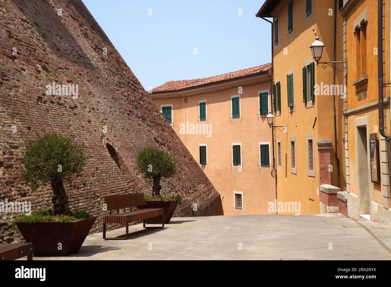 Historic buildings of Lari, in Pisa province, Tuscany, Italy, at summer ...