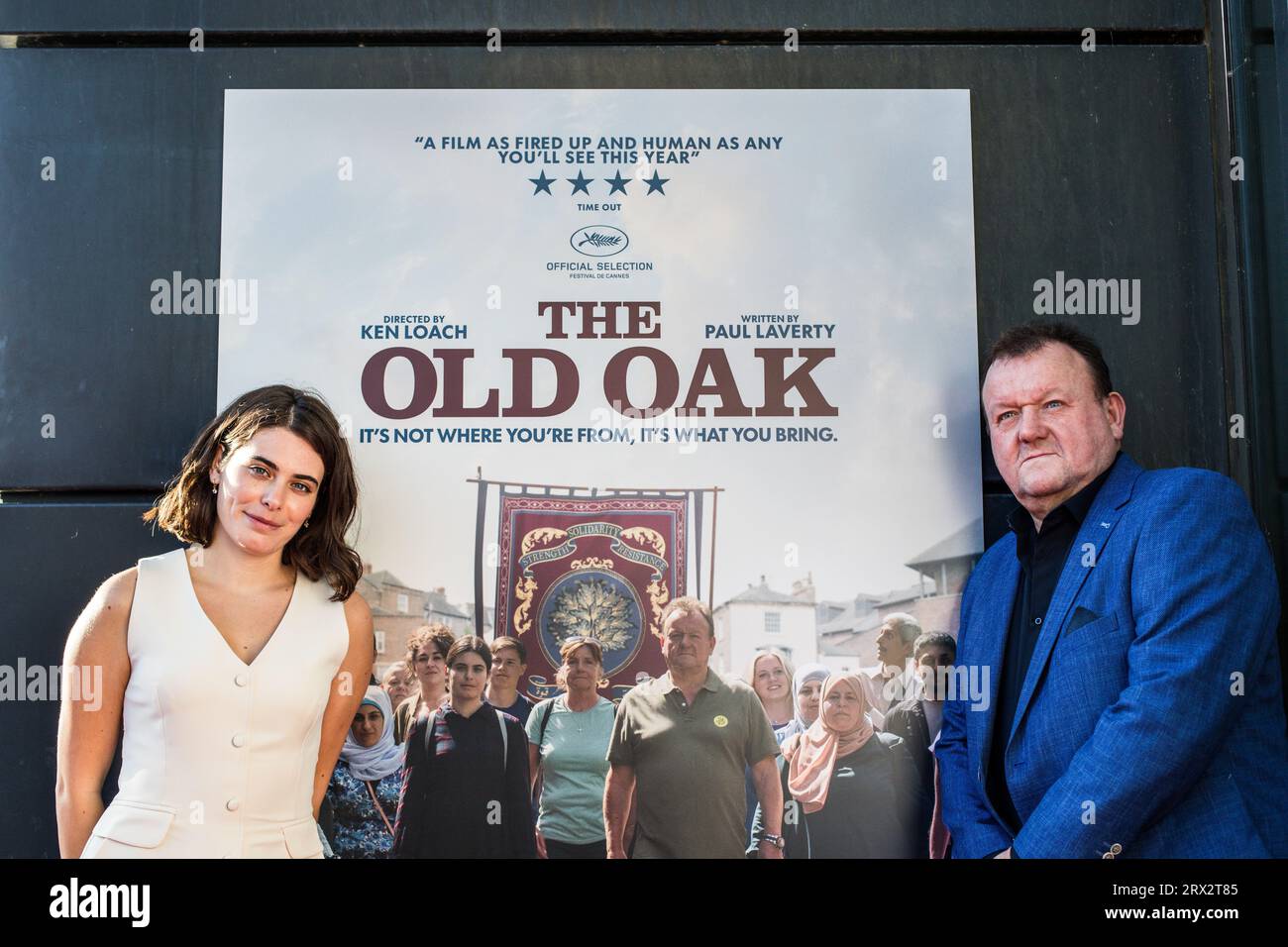 Lead actors Ebla Mari and Dave Turner at the UK premier of The Old Oak ... Lead actors Ebla Mari and Dave Turner at the UK premier of The Old Oak ...