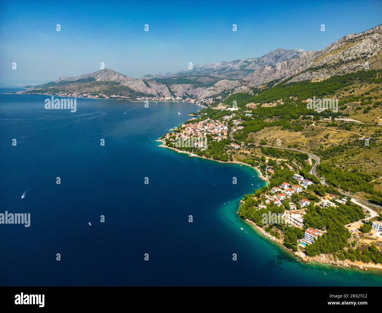 An aerial view of the Dalmatia coast in Croatia during summer Stock ...