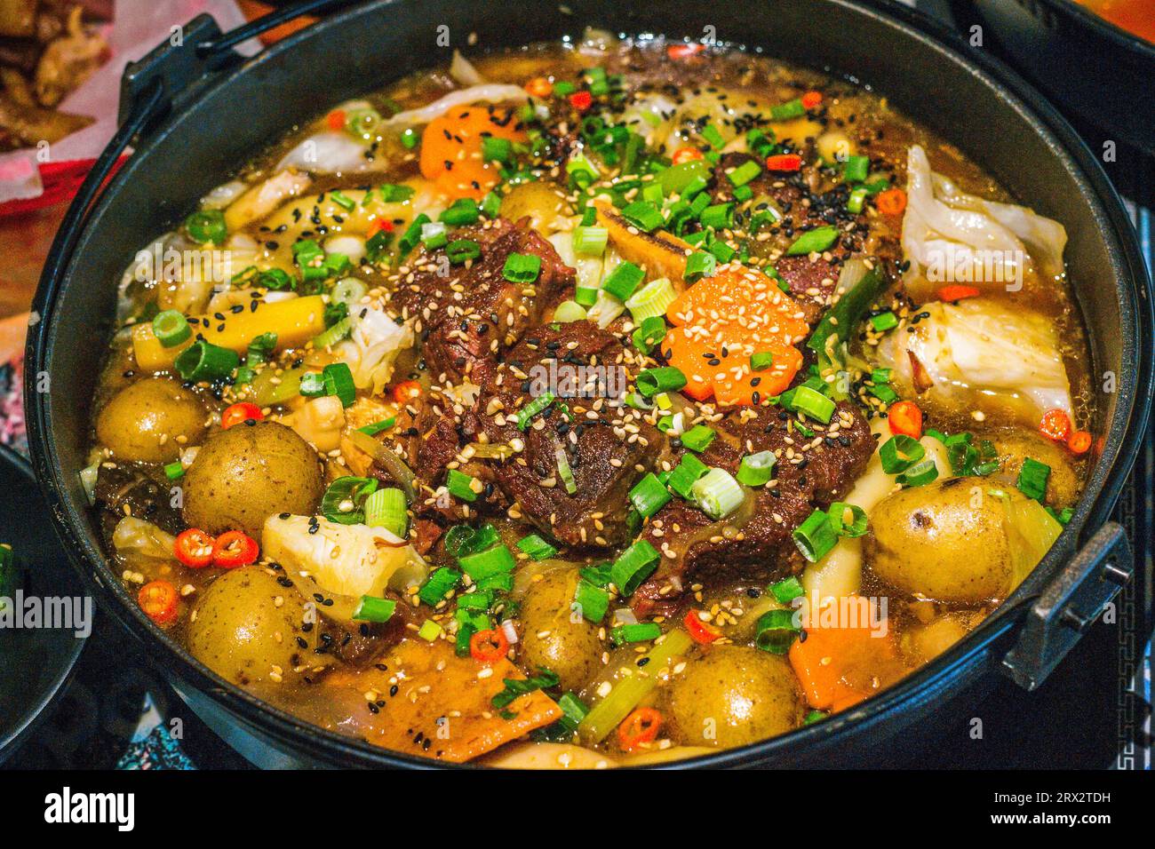 Braised Beef Short Ribs LA Galbi Stew with baby potatoes Stock Photo ...