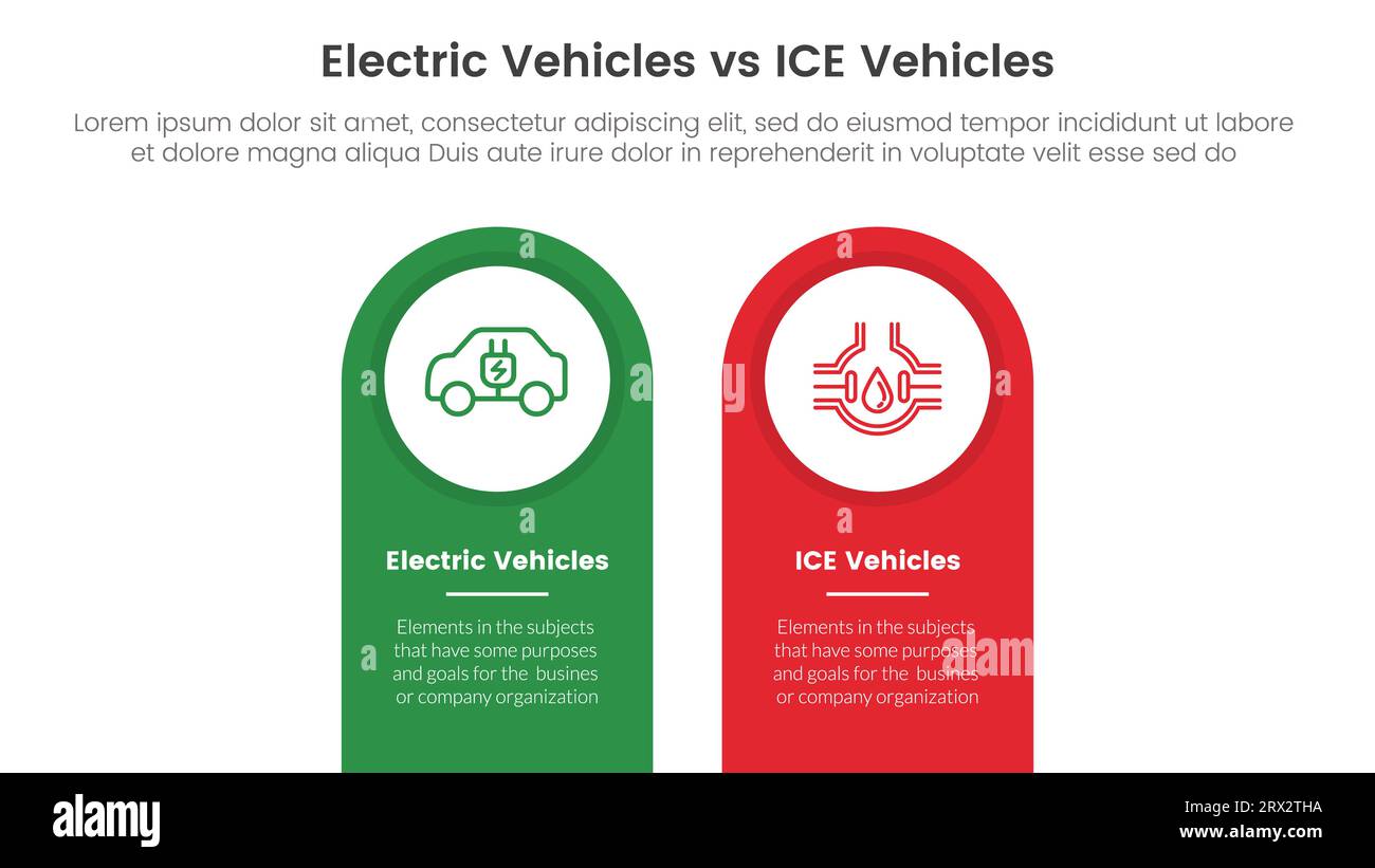 ev vs ice electric vehicle comparison concept for infographic template ...