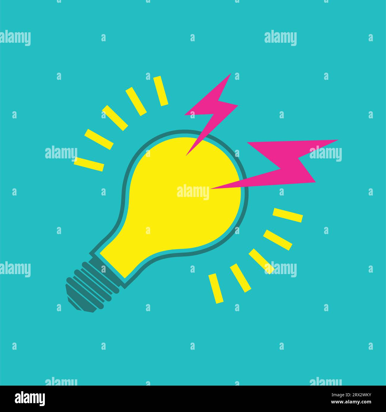 Vector illustration. Light bulbs with shining rays. There is lightning ...
