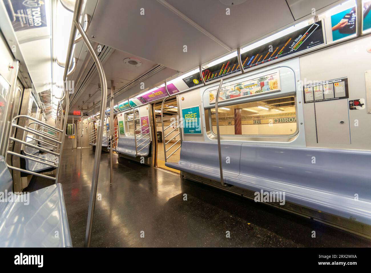 Empty BMT ÒJÓ line train at its Broad Street terminus in New York on ...