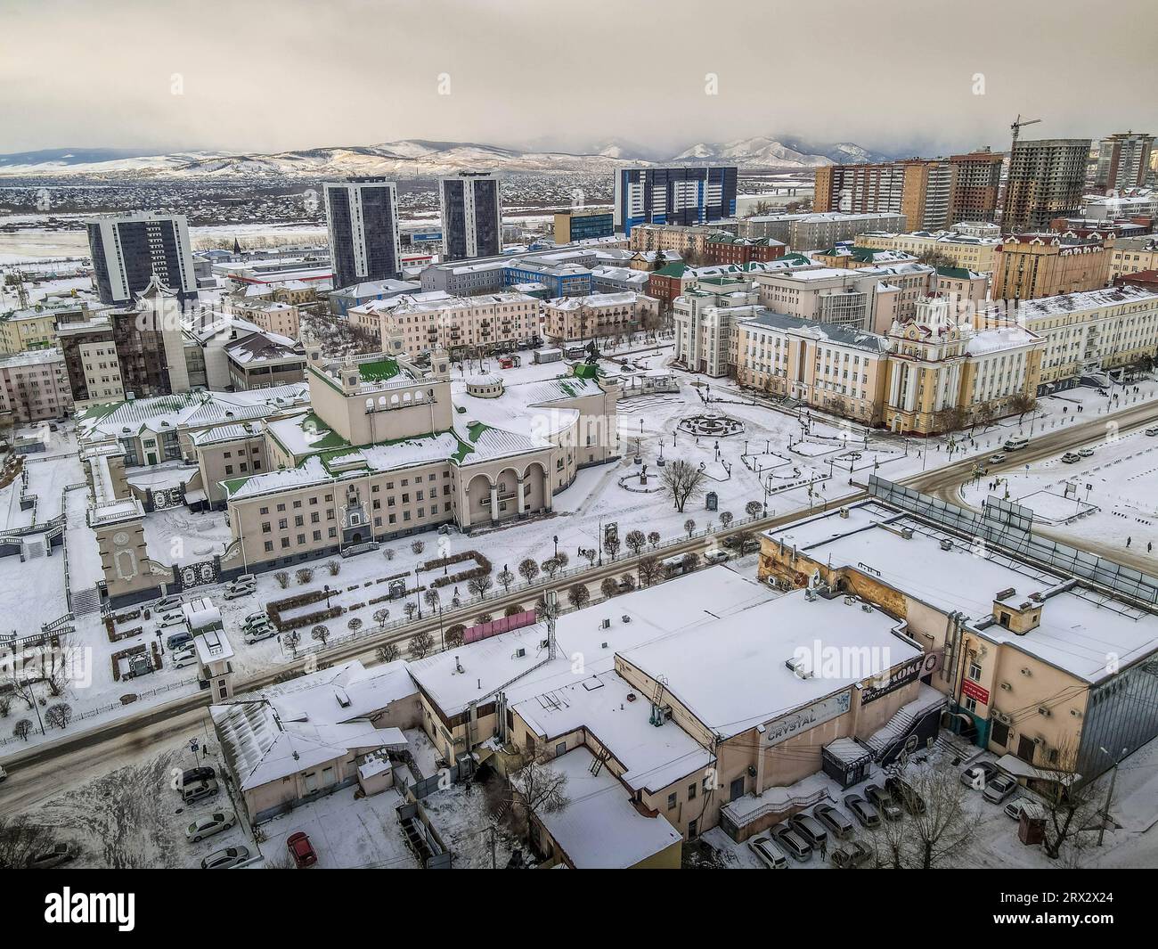 The downtown of the Siberian city of Ulan-Ude (Republic of Buryatiya ...