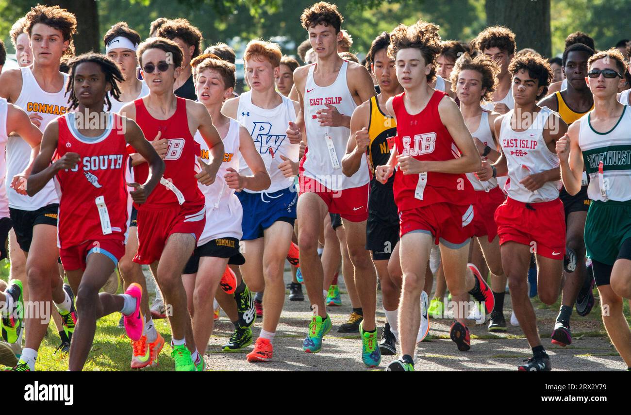Kings Park, New York, USA - 15 September 2023: Front view of a large ...