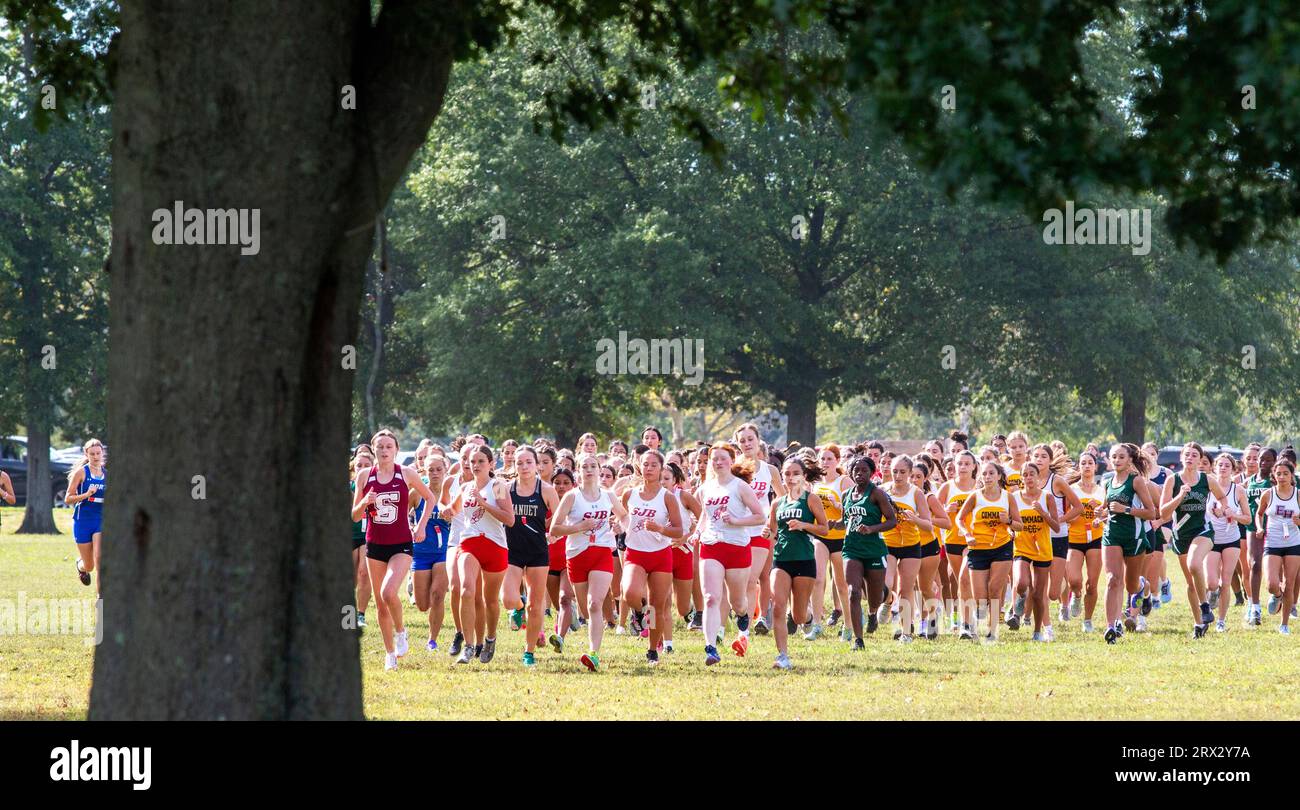 Kings Park, New York, USA - 15 September 2023: Front view of a large ...