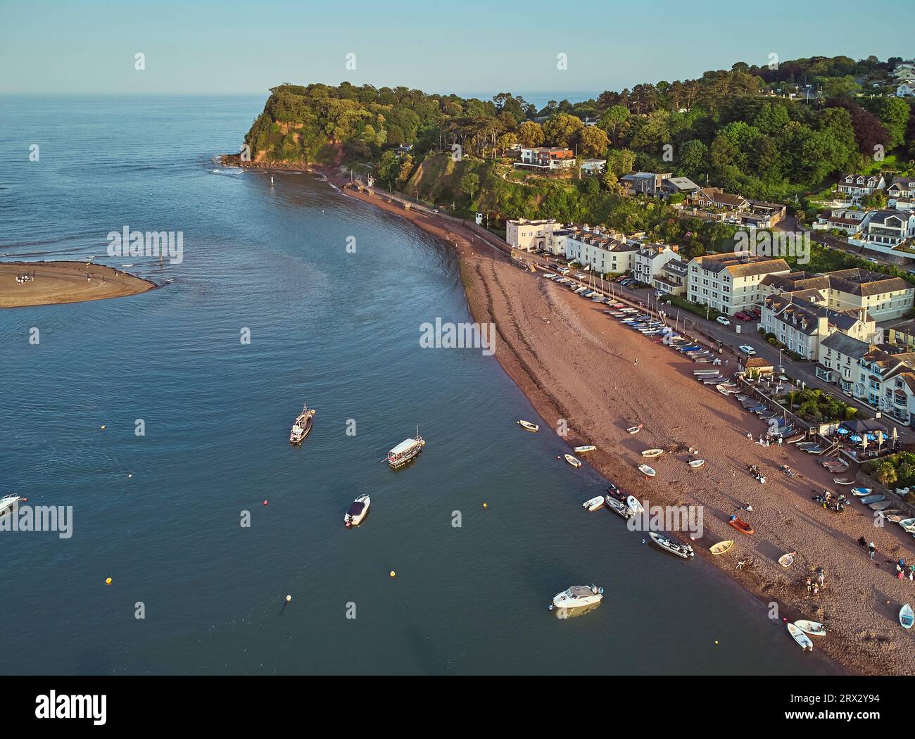 An aerial view of the mouth of the River Teign, looking across to the ...