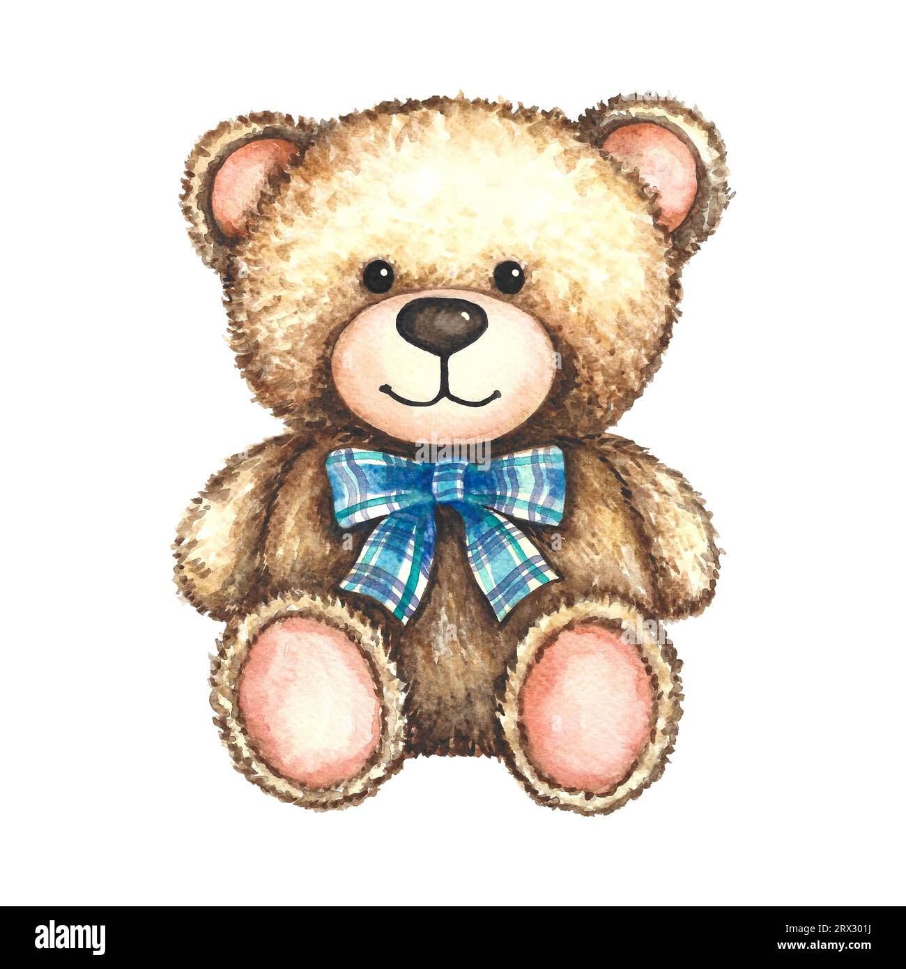 Cute teddy bear with cartoon design. Handmade watercolor illustration ...