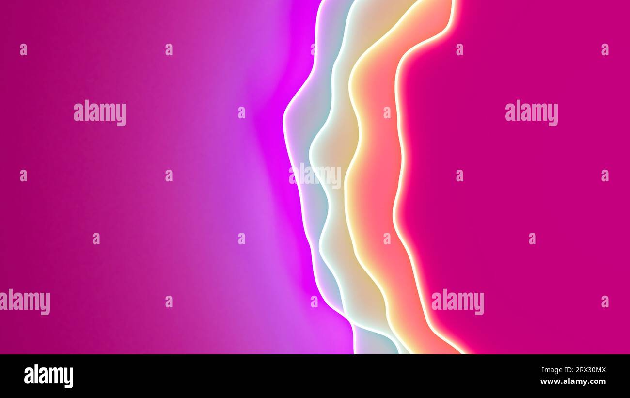 colorful bright rainbow displaced delicate shapes on purple bg ...