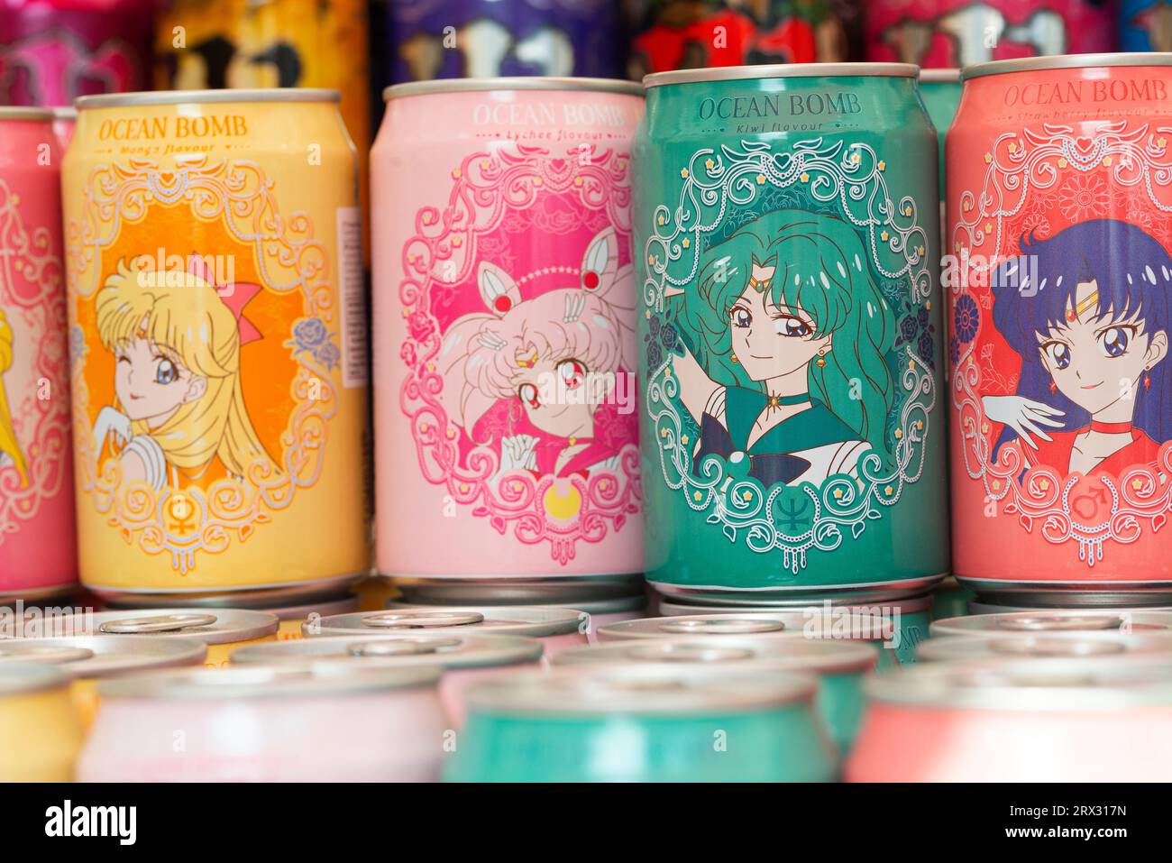 Aluminium Cans,Ocean Bomb Fruit Soda Stock Photo - Alamy