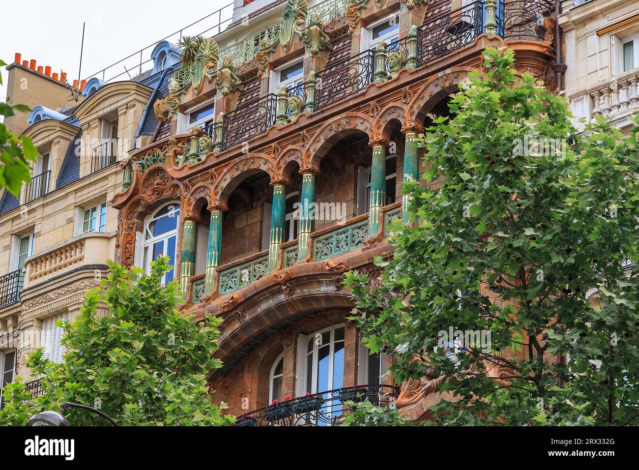 PARIS, FRANCE - MAY 12, 2015: This is a fragment of an apartment house ...