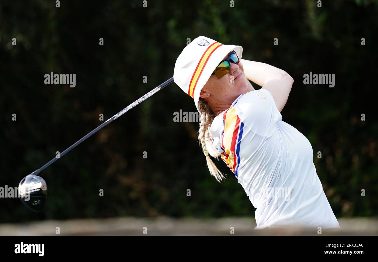 Europe's Madelene Sagstrom on the 14th tee during day one of the 2023 ...