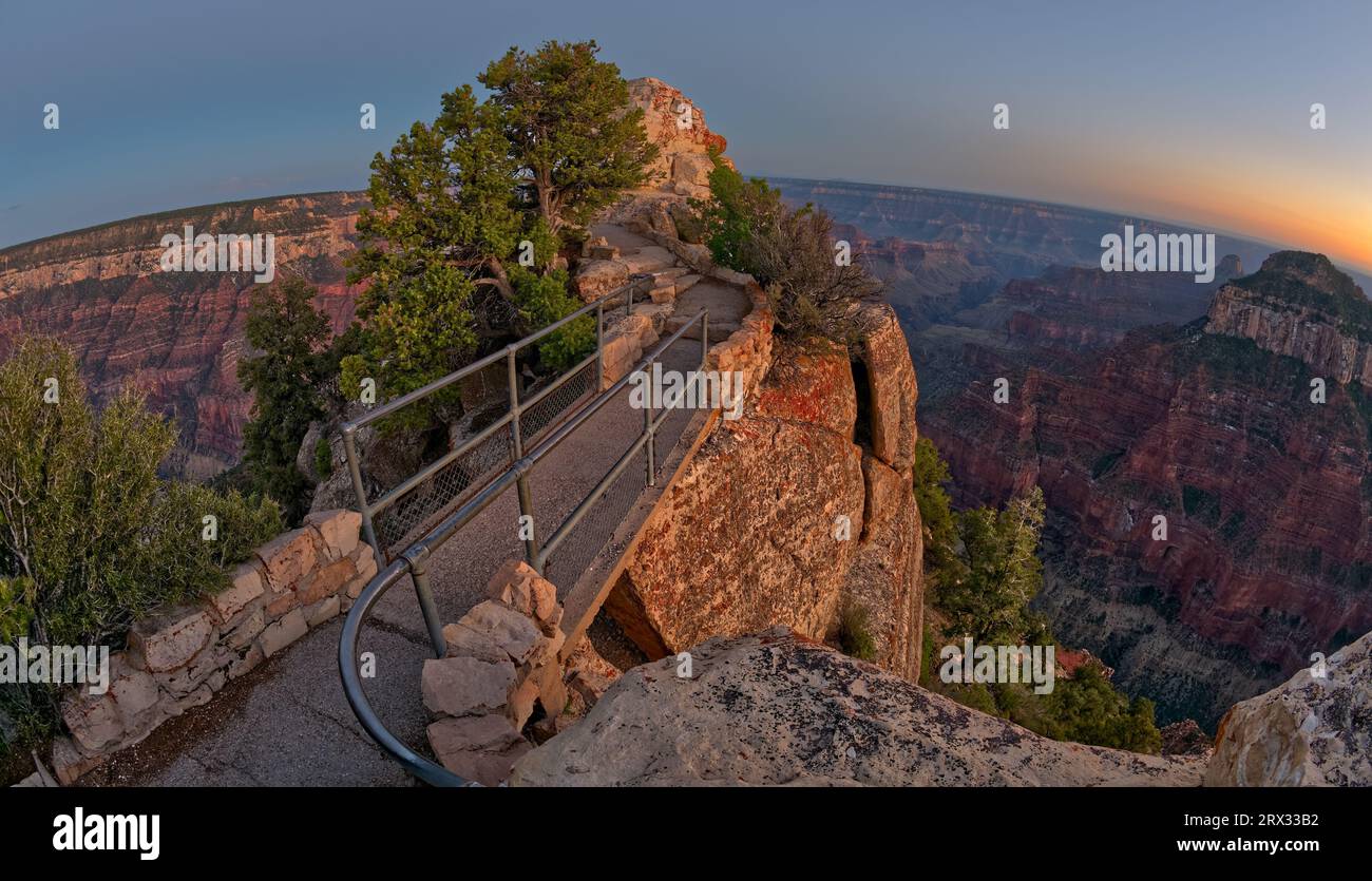 Bright Angel Point Bridge on Grand Canyon North Rim at twilight, Grand ...