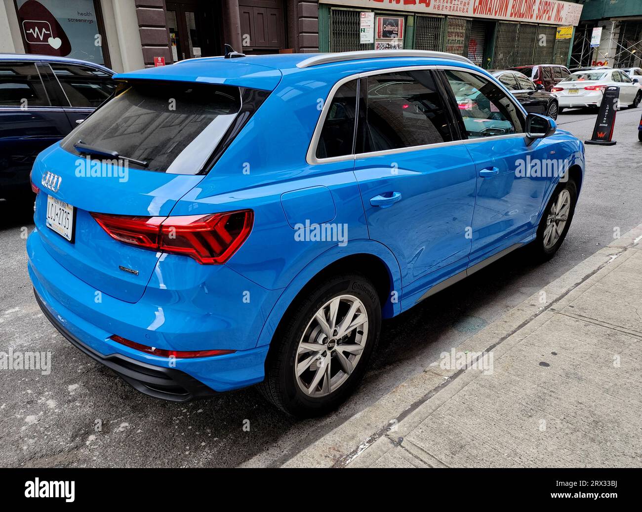 New York City, USA - June 04, 2023: Audi Q3 Sportback SUV light blue ...