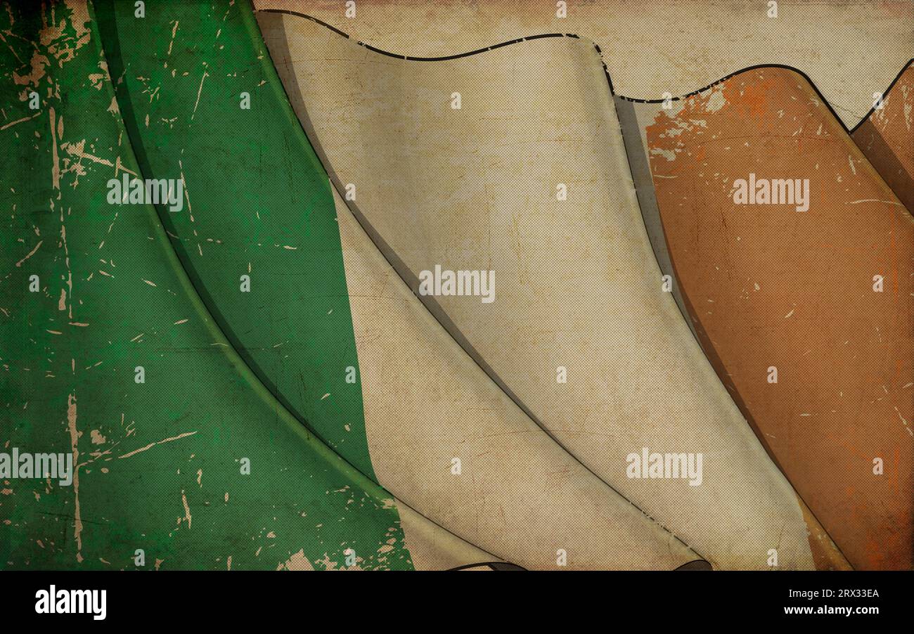 Background illustration of an old paper with a print of a waving Flag ...