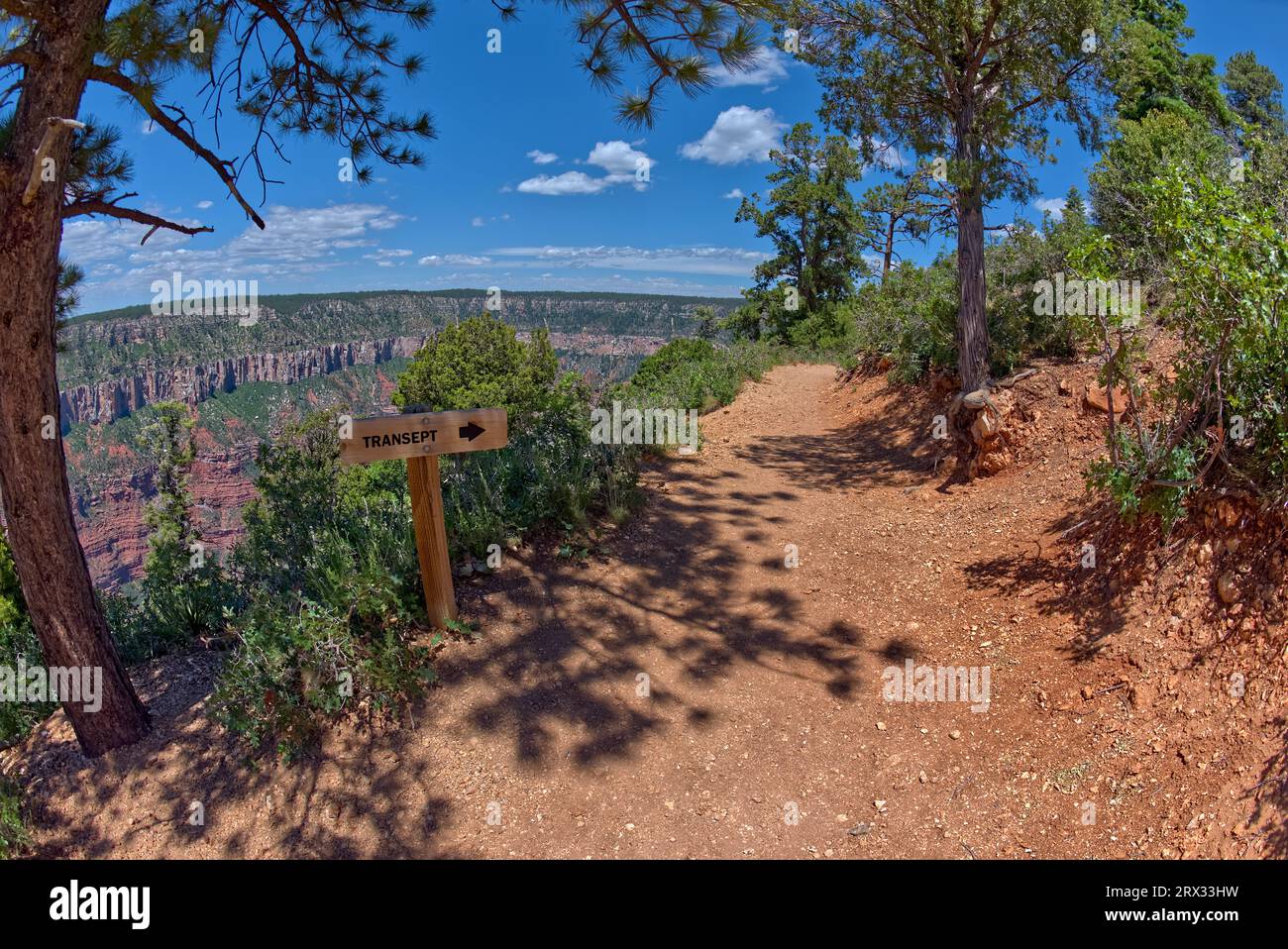 The Transept Trail sign where it branches off from the Bright Angel ...