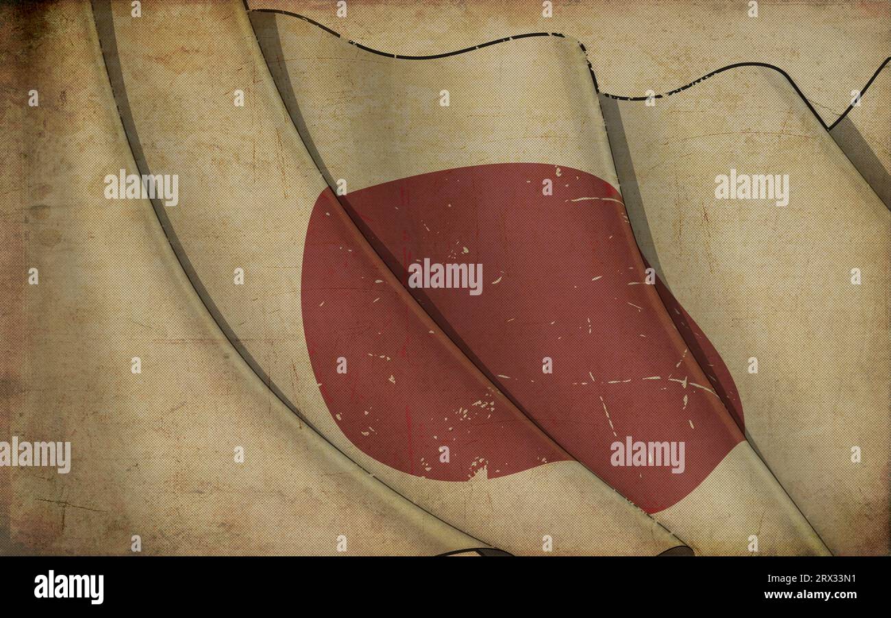 Background illustration of an old paper with a print of a waving Flag ...