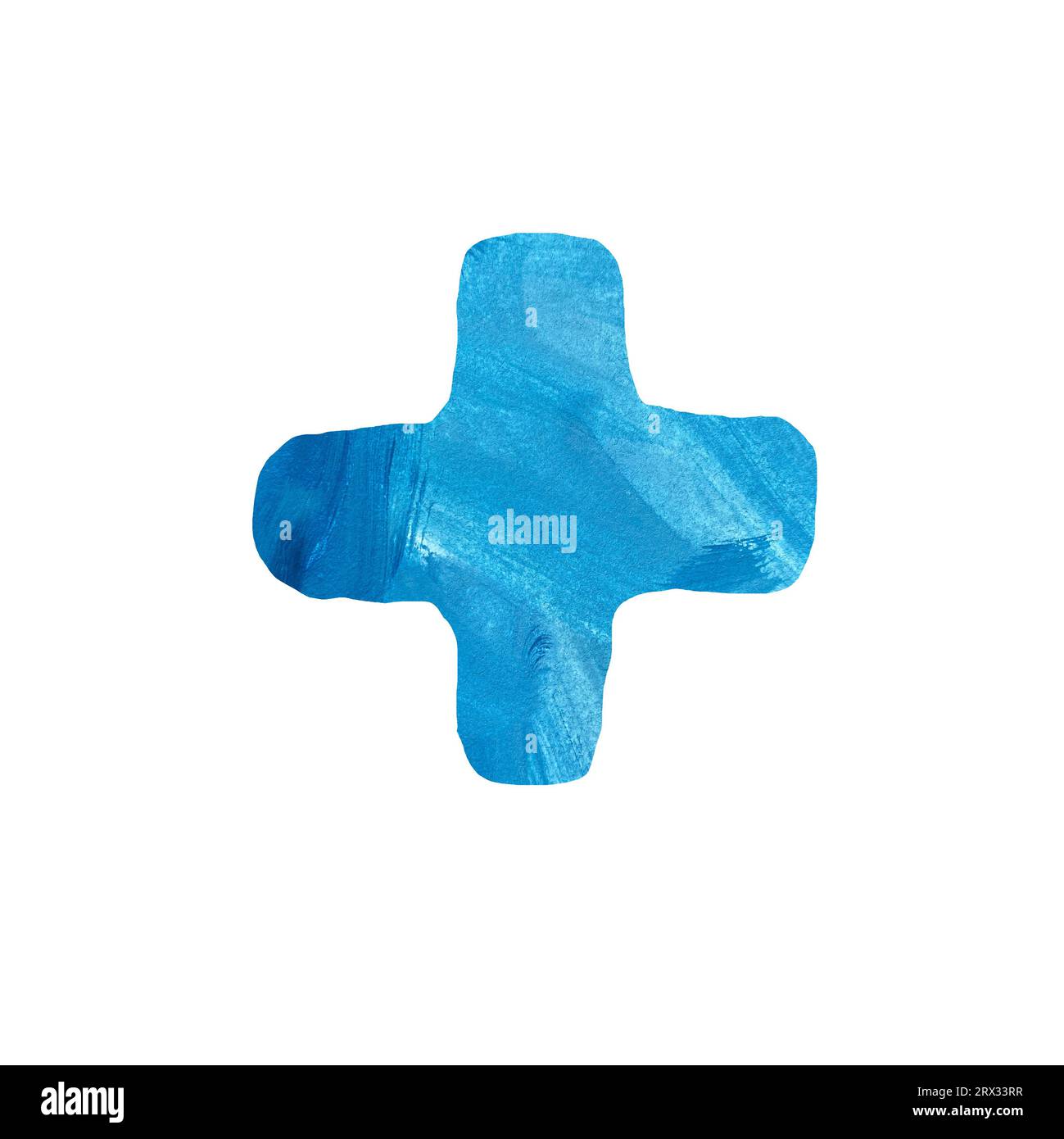 Plus sign blue watercolor hand drawn sketch Stock Photo - Alamy