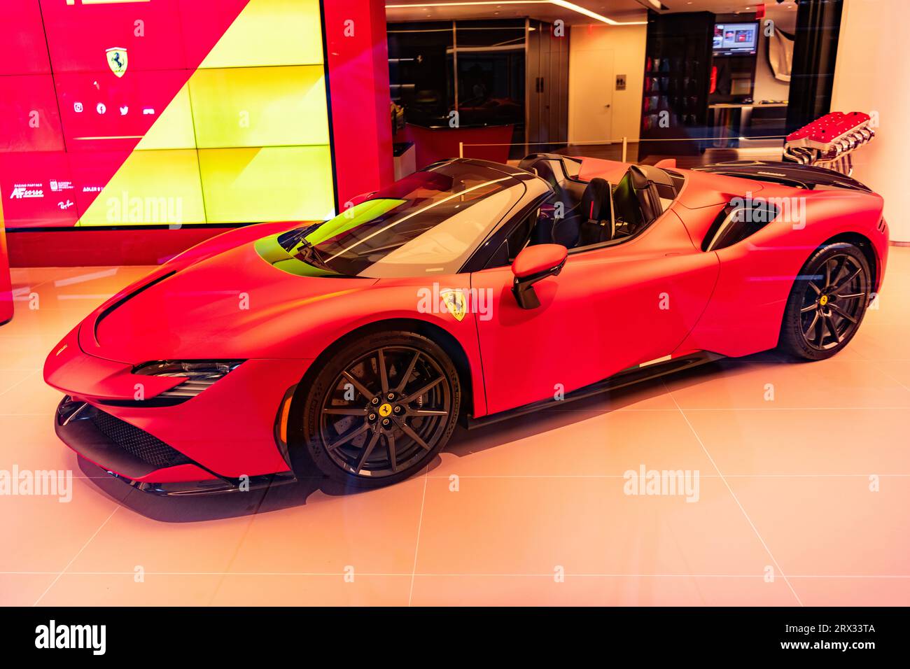 New York City, USA - August 09, 2023: Ferrari SF90 Stradale supercar ...