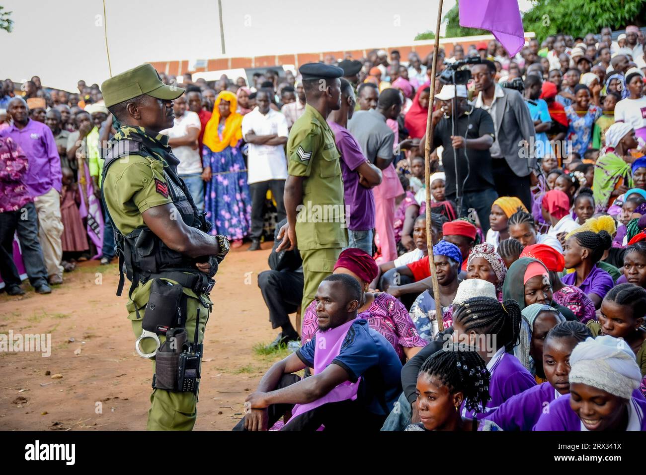Police stand guard during the political rally of Tanzania's opposition ...