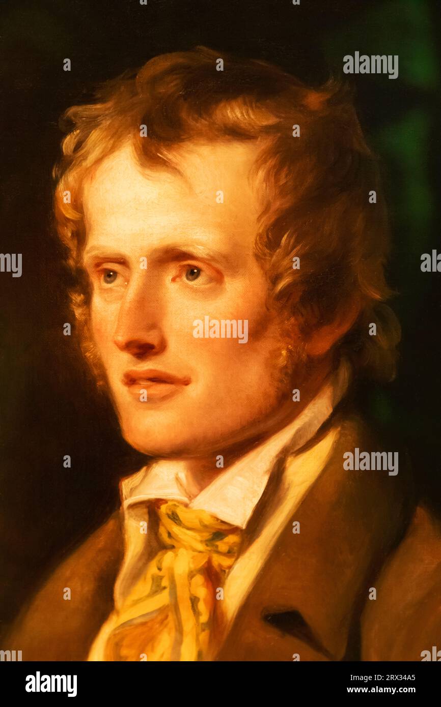 England, London, Portrait of John Clare (1793-1864) by William Hilton dated about 1820 Stock ...