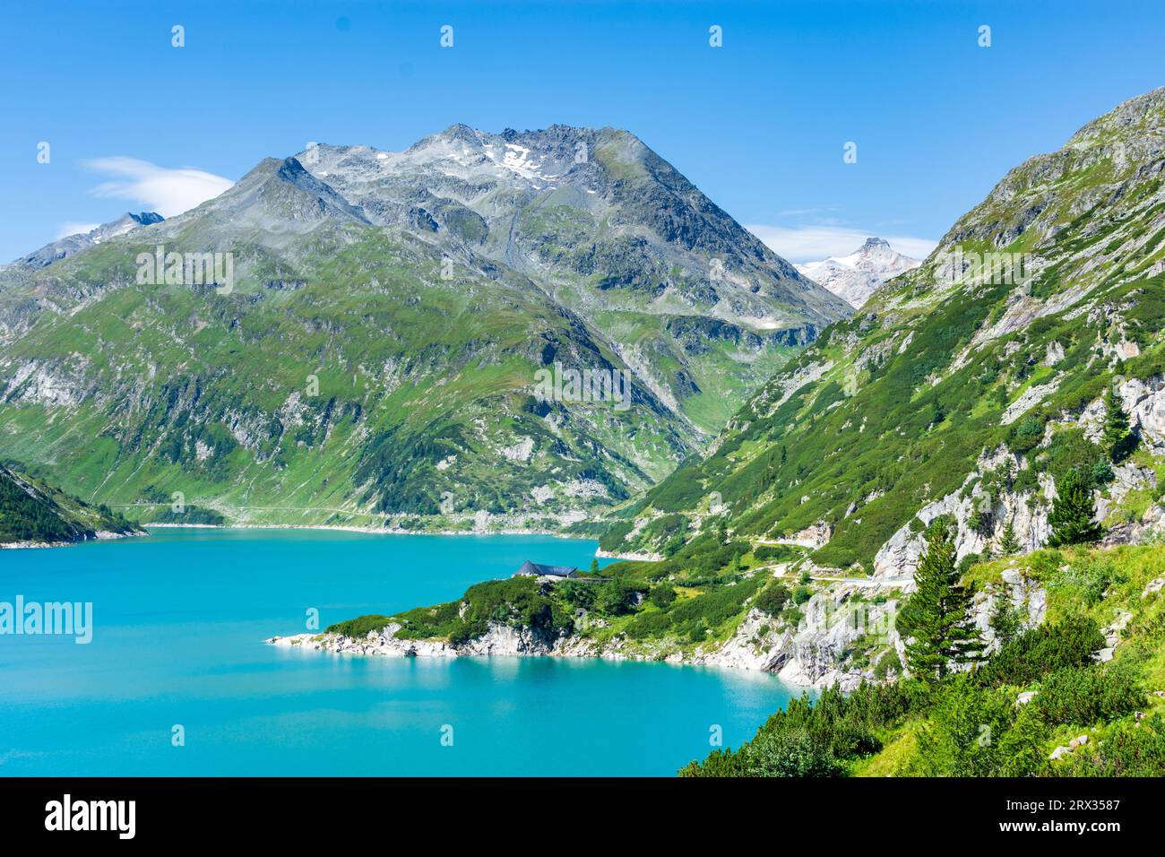 Malta: reservoir Kölnbrein of power stations Maltakraftwerke, view to ...