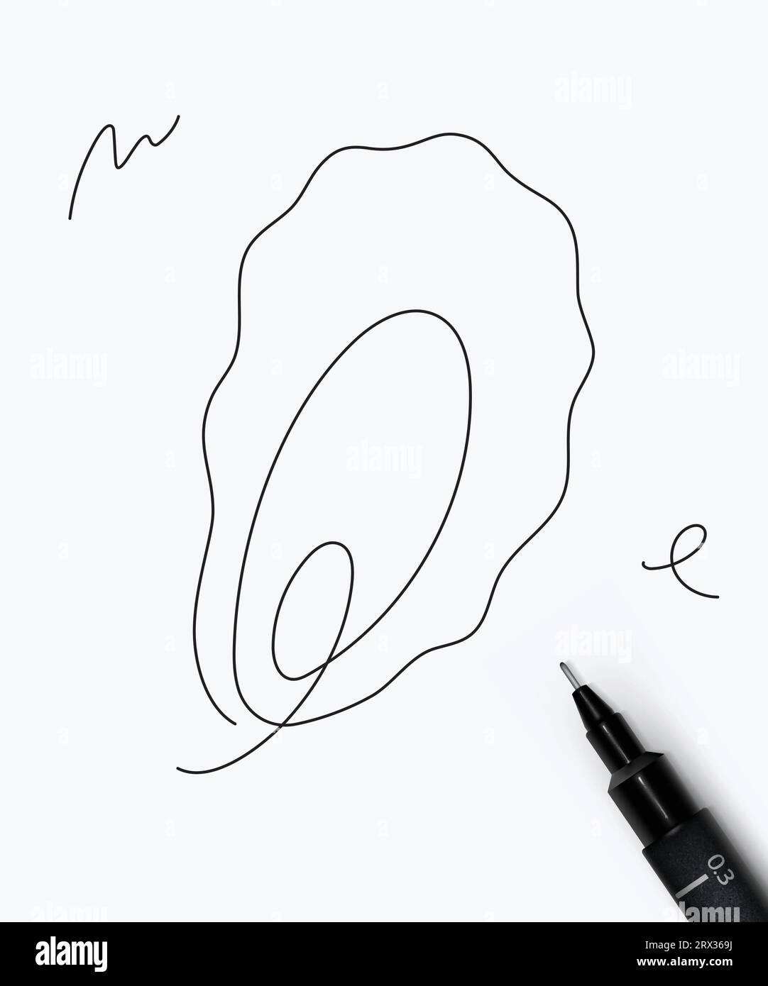 Oyster sea creature drawing in pen line style on white background Stock ...