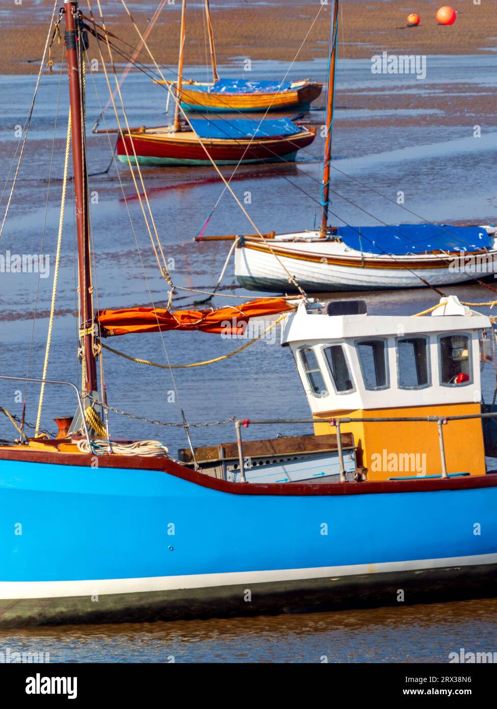Boats at Meol beach The Wirral group of boats on there moorings at low ...