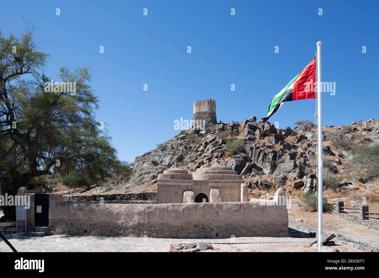 Al Bidiya Mosque, a historic landmark in Fujairah, UAE, dating back to ...
