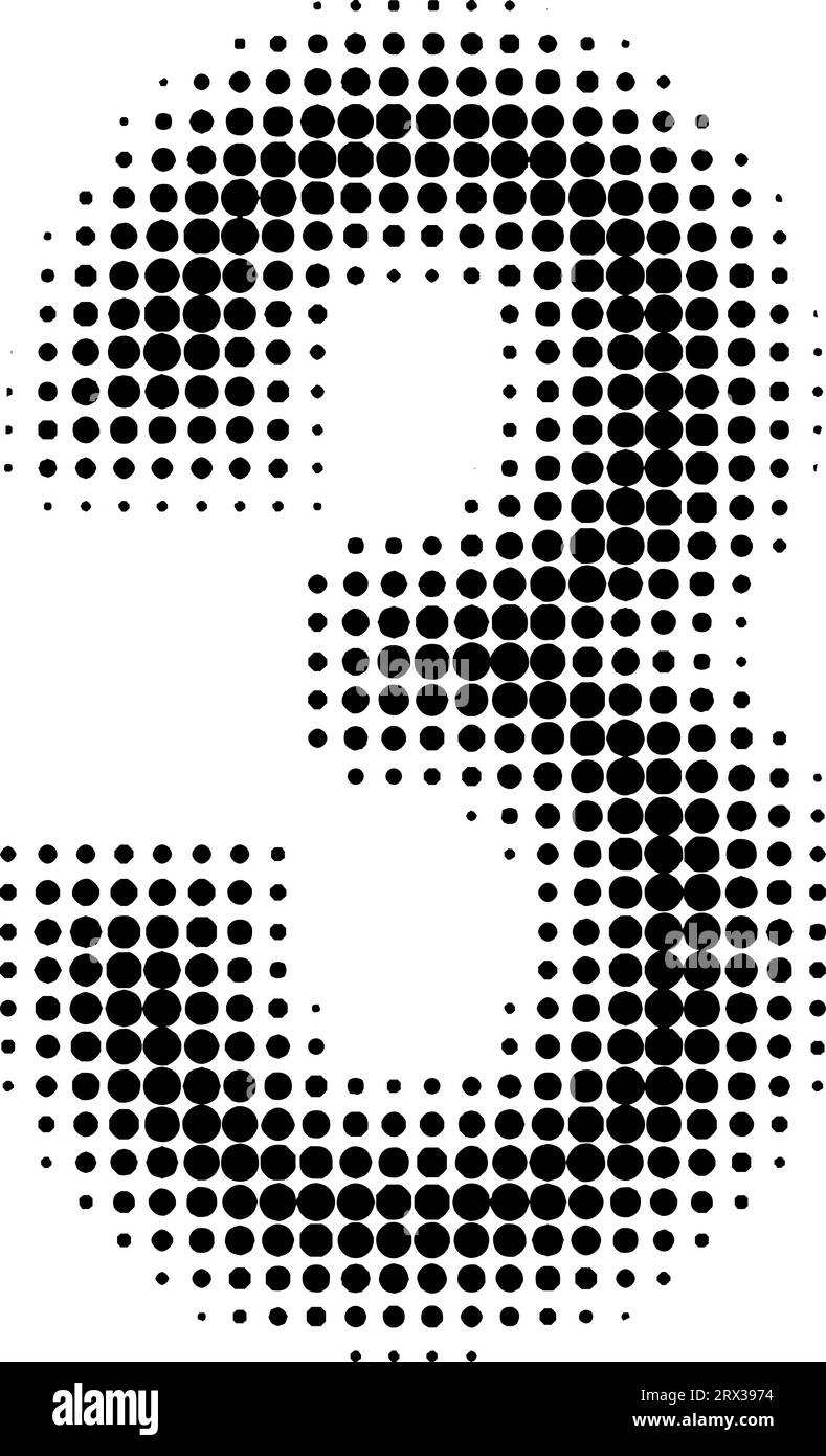 Halftone effect numbers. Dotted font numbers 3 three Stock Vector Image ...
