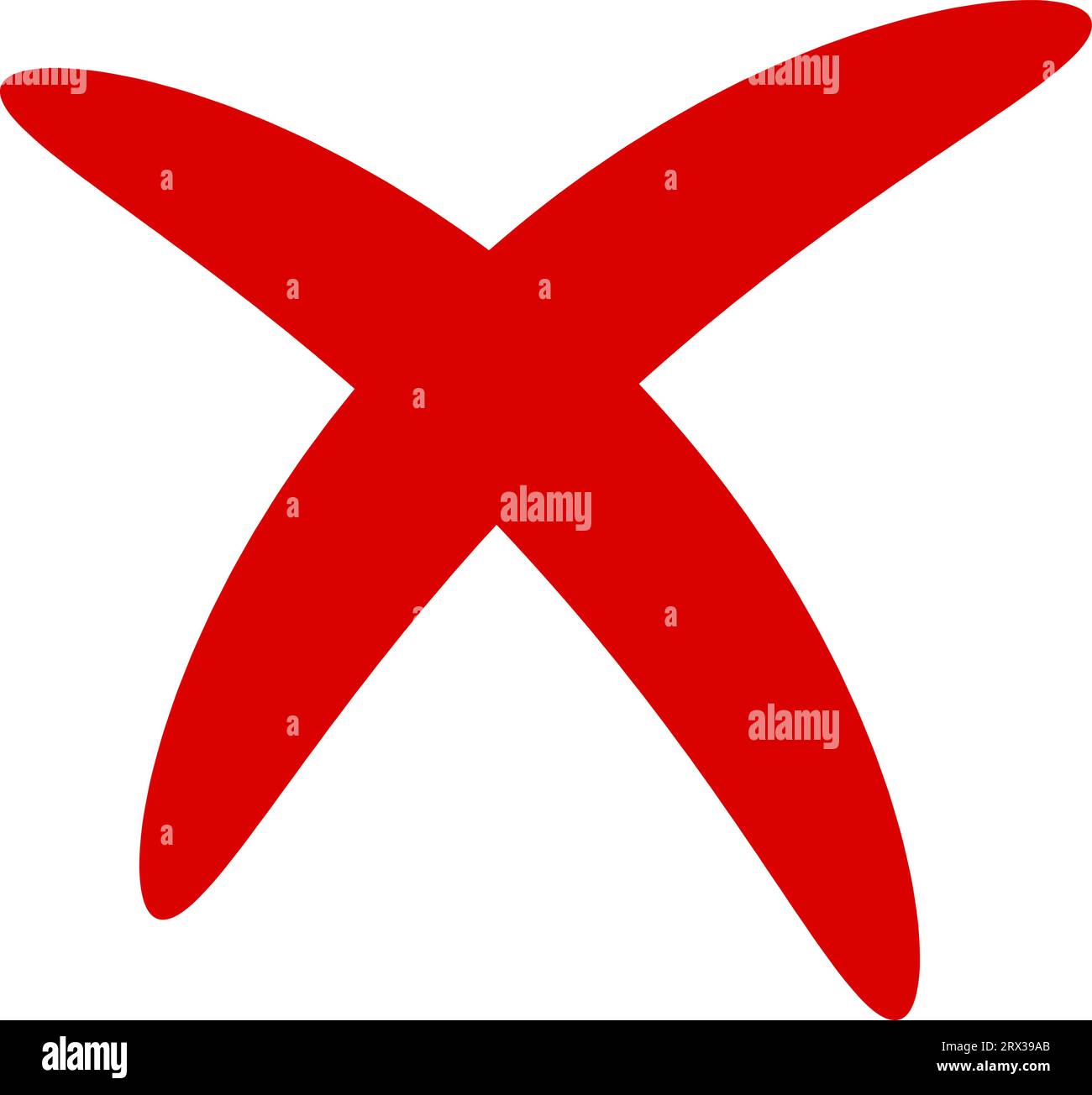 Red cross sign reject, cross hand drawn calligraphic brush Stock Vector ...