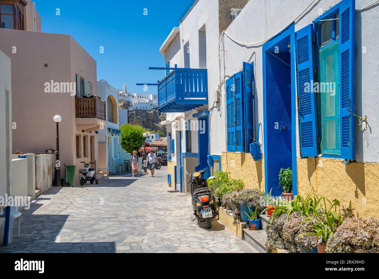 View of Virgin Mary Spiliani Monastery above the town of Mandraki ...