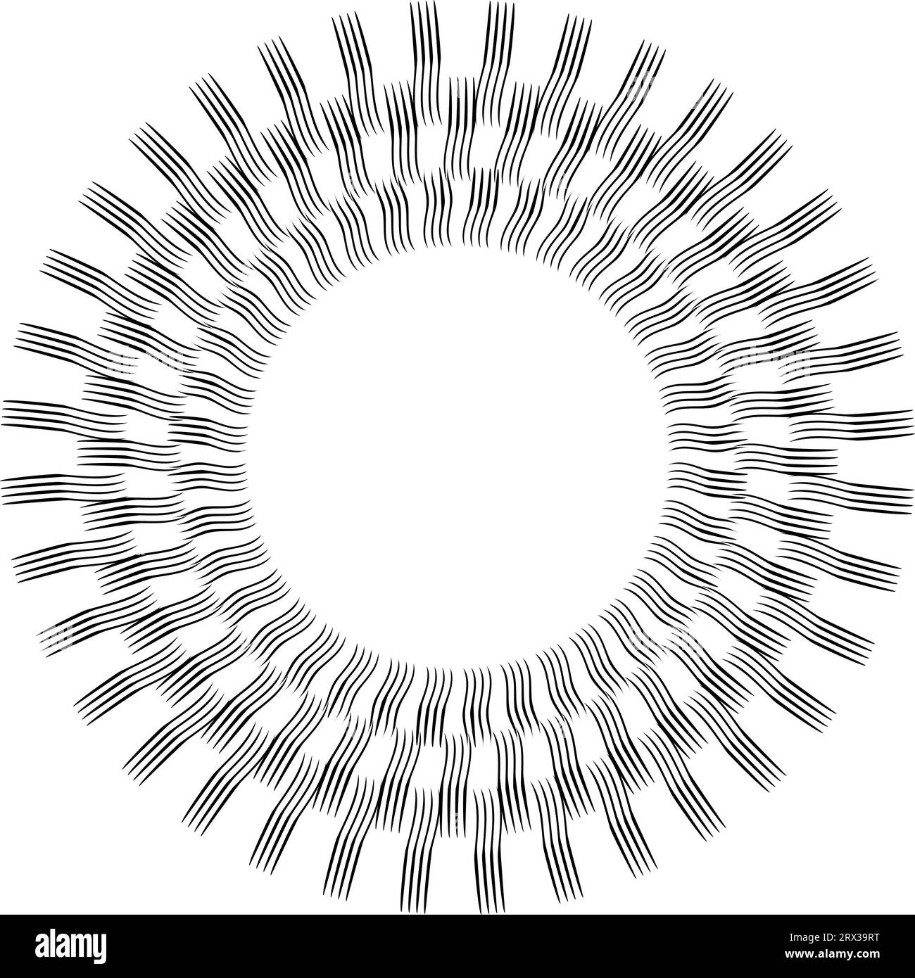 Sun rays, abstract hand drawn brushes rays sun, circle ray Stock Vector ...