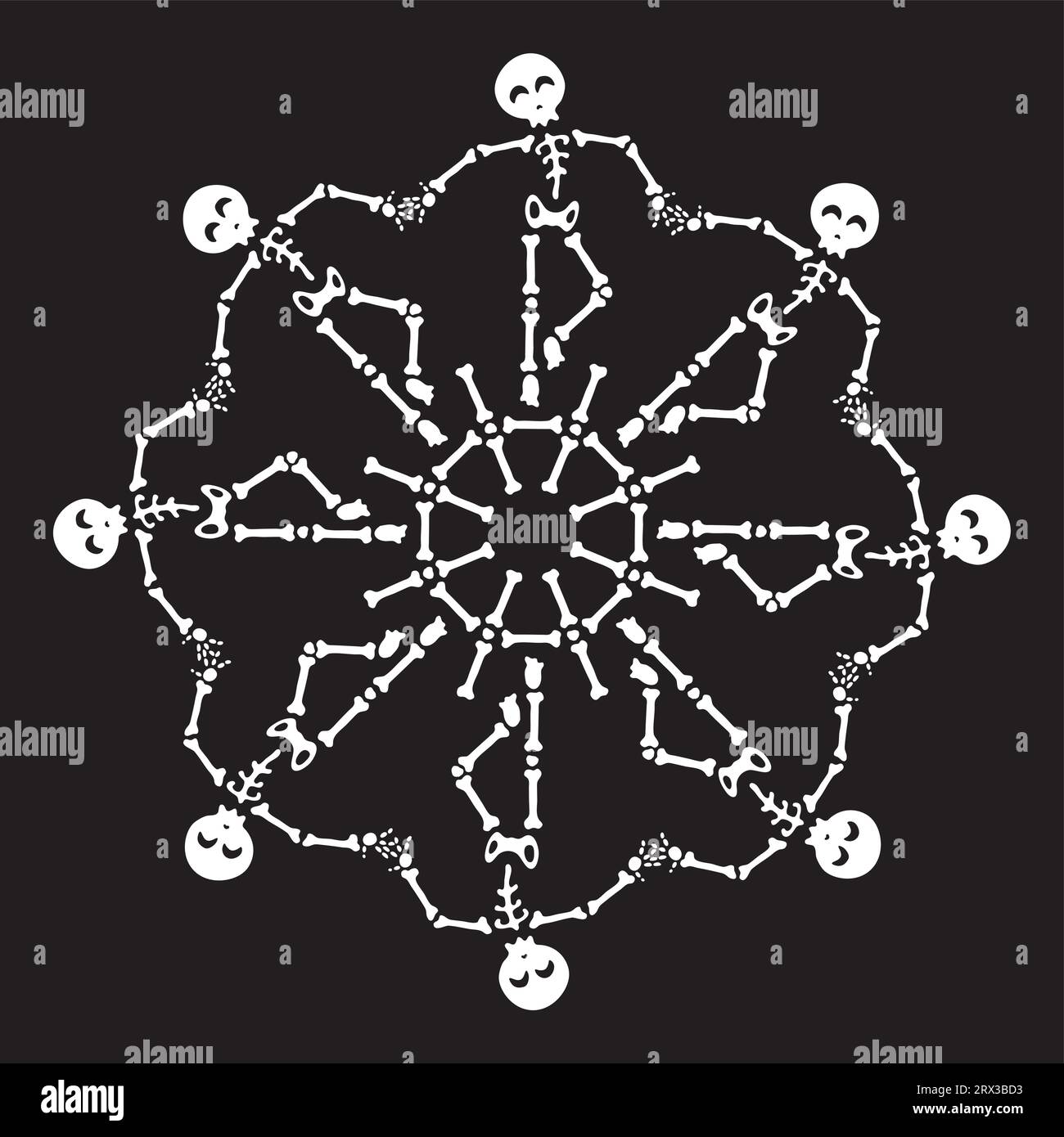 Whimsical skeletal mandala for festive celebrations Stock Vector Image ...