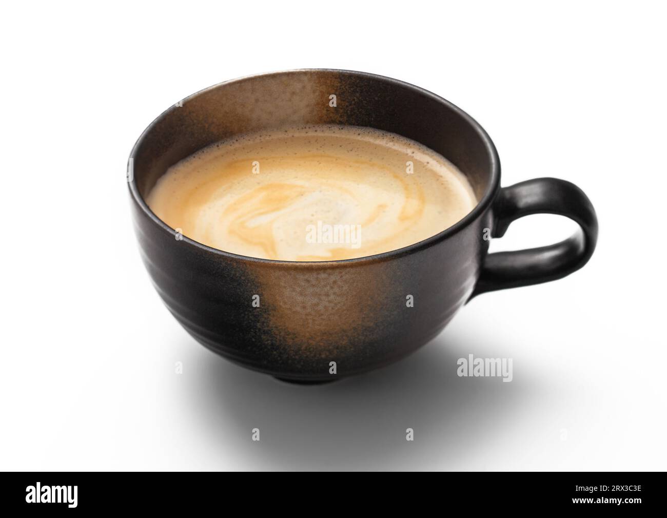 Large cup of fresh hot morning coffee with creamy foam on white Stock ...