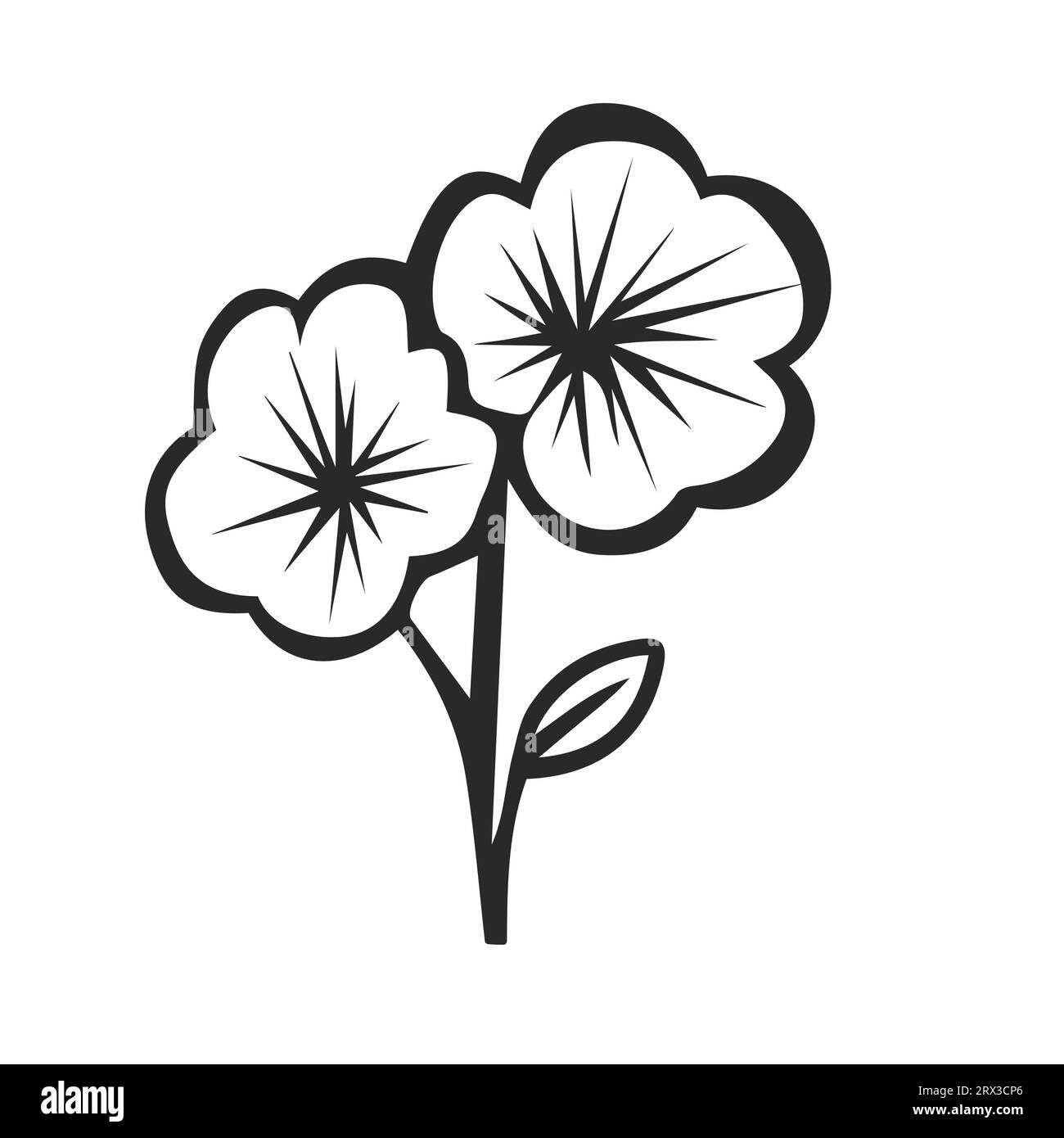 Hand drawn vector illustration of flower. Logo design element on white ...