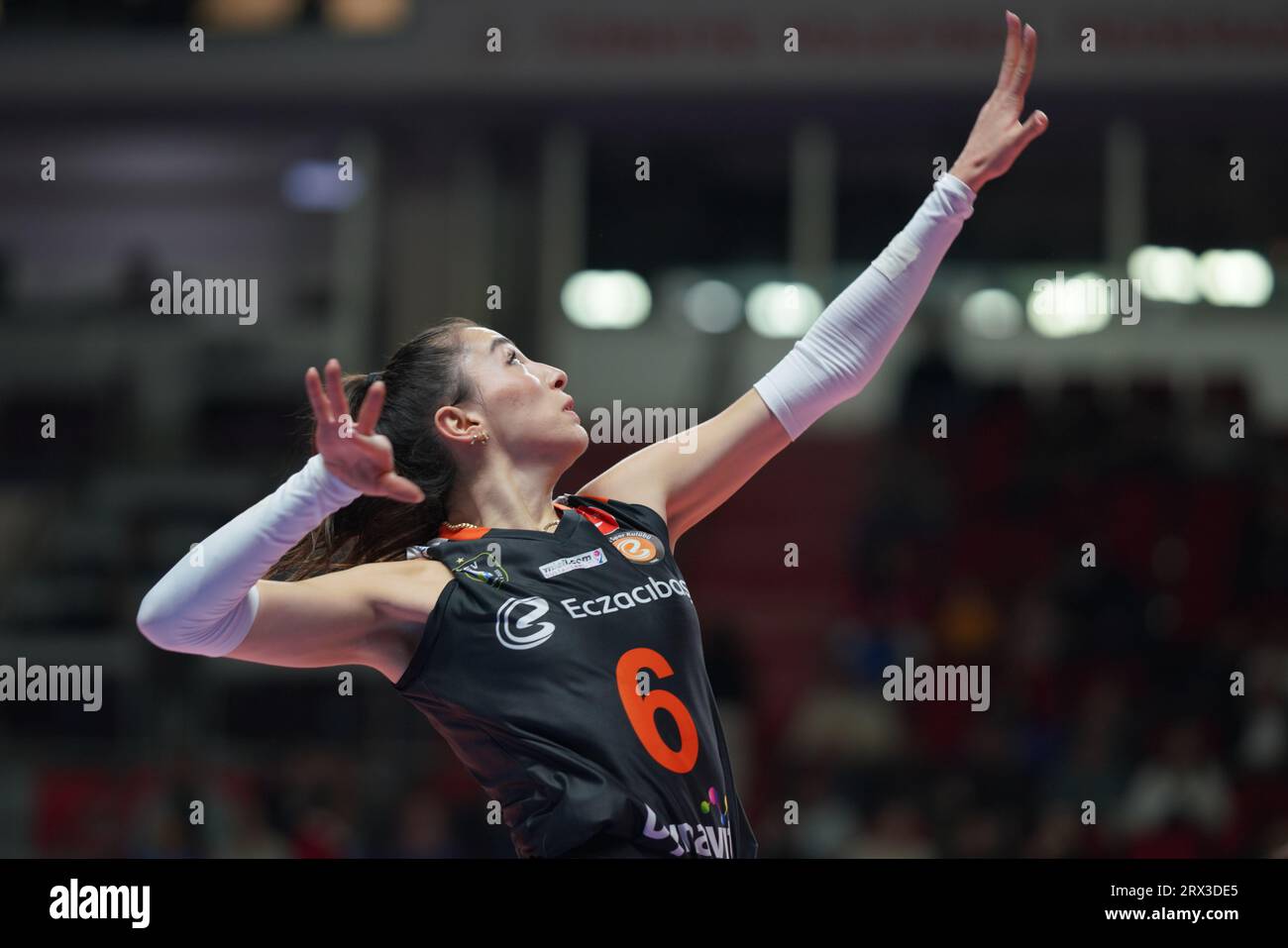 ISTANBUL, TURKIYE - JANUARY 21, 2023: Saliha Sahin warming up before ...
