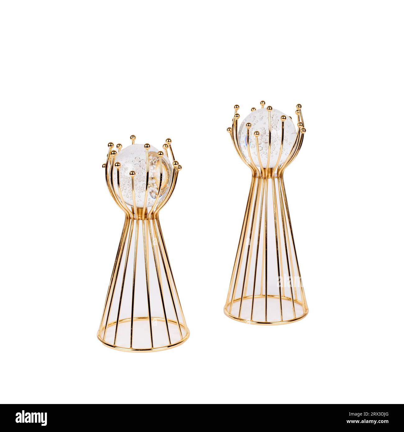 luxury decorative metal and crystal object isolated on white Stock ...